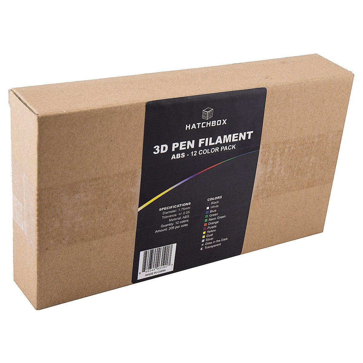 HATCHBOX 3D Pen-ABS1.75-SMP ABS 3D Pen Filament, Dimensional Accuracy +/- 0.05mm, 0.44lbs Total, 1.75mm, 12 Color Sample Pack - 20 Feet Per Color