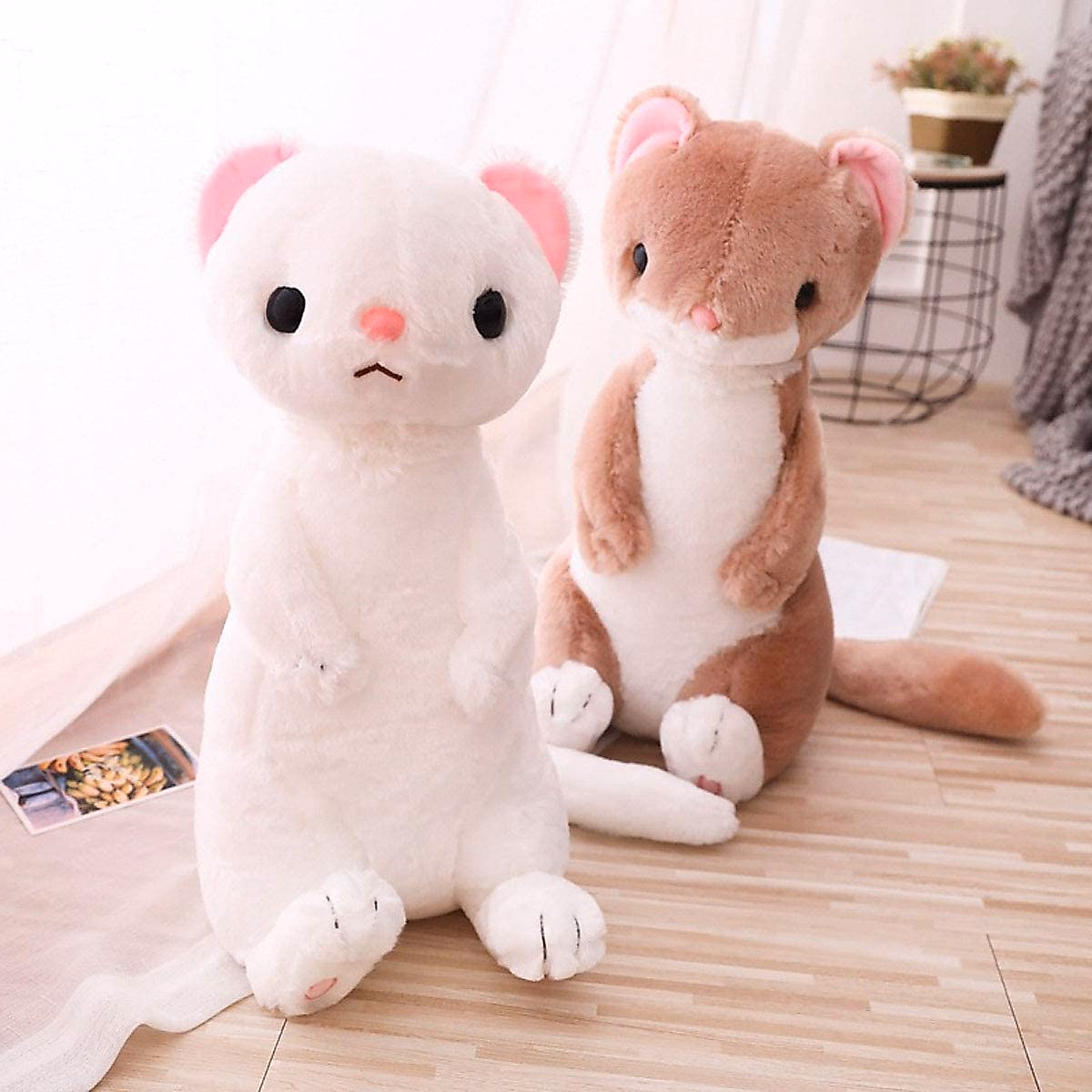 ROSIHA Ferrets Plush Toys, Kawaii Stuffed Animal Doll Pillow 20 '' Birthday Christmas Fiesta Gift (Brown)