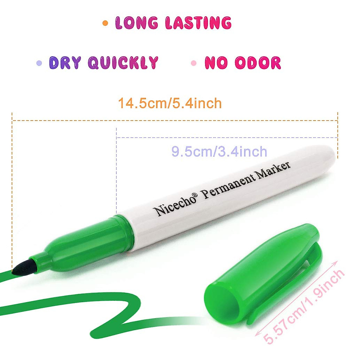 Permanent Markers, 30 Colored Fine Point Marker Pens, Waterproof Marker Works on Paper, Plastic, Wood, Metal and Glass