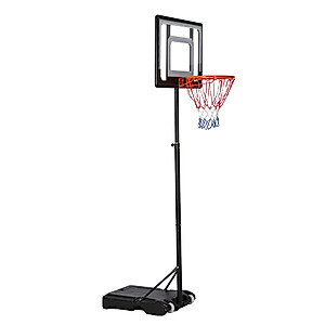 Vilobos Portable Basketball Hoop Backboard System Stand Outdoor Sports Equipment Height Adjustable 6.5Ft-8.2Ft with Wheels for Kids