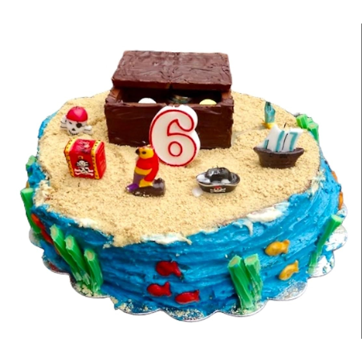 Pirate Themed Birthday Cake Candles (Set of 6) Treasure Chest, Skull, Sword, Pirate Hat, Pirate Ship and a Parrot. Great Cupcake Topper Candle (1 Set)