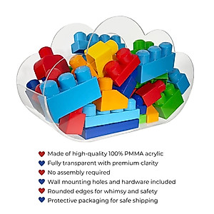 RARE OWLS 100% Acrylic Cloud Display Pocket, Clear, Wall-Mountable · Organization, Decor and Display Storage for Baby Nursery, Kids Bedroom, Children's Playroom · Cute Whimsical Toy Storage