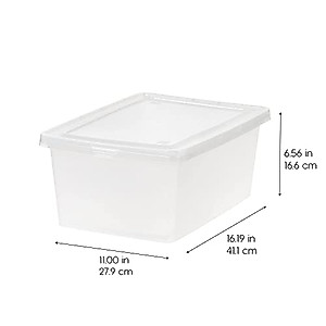 IRIS USA 15 Qt Clear Storage Box, BPA-Free Plastic Stackable Bin with Lid, 4 Pack, Containers to Organize Shoes and Closet Shelves, Classroom Organization Teacher Tools, Game Storage