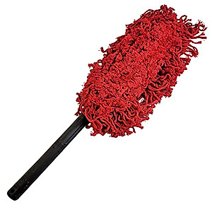 Deluxe Car Duster Large California Style Red Cotton Mop Head Poly Handle