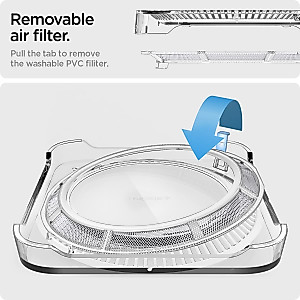 Spigen LD202 Designed for Mac Studio M2 Max, M2 Ultra, M1 Max, M1 Ultra Desktop Stand Mount with Built in Air Filter - Crystal Clear