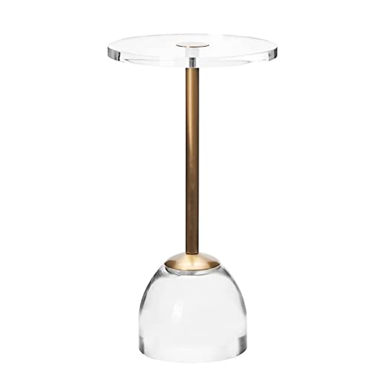 Artmaze Clear Acrylic End Table,Brushed Brass Metal,Side Table for Office,Nightstand for Living Room and Bedroom,Easy Assembly,12x12 inch，21.3 inch high