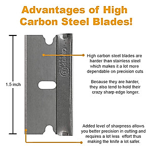 CANOPUS Single Edge Industrial Razor Blades, Safety Straight Edge Razor, 100% Made in USA, Box & Carton Cutter Replacement Blades, Glass and Paint Scraper Razor Blades (10 Pieces)