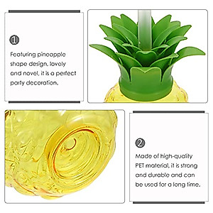 4pcs Pineapple Cup Beach Cup Upside down Pineapple Hawaiian Cups Summer Party Cups Tropical Cups with Straws Pineapple Juice Cup Water Cup Water Cups Modeling Plastic Drinks Child