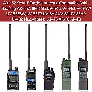 2Pack Baofeng Dual Band VHF UHF SMA-Female Tactical Antenna for Baofeng AR-152 UV-5R UV-82 BF-F8HP BF-H6 BF-888S TP-8Plus Kenwood TYT Etc Two Way Radio
