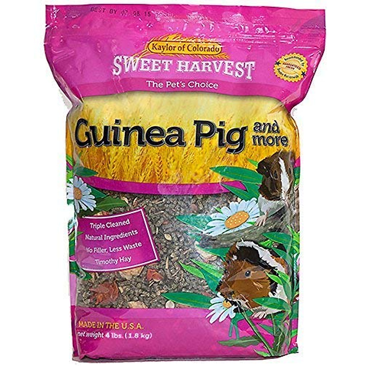 Sweet Harvest Guinea Pig Food, Premium Timothy Hay Pellets with Added Specialty Ingredients, 4 lbs Bag