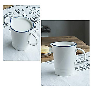 CHOOLD Blue and White Navy Style Ceramic Creamer with Handle,Coffee Milk Creamer Pitcher Serving Pitcher Sauce Pitcher for Kitchen