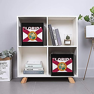 Florida State Flag Large Cubes Storage Bins Collapsible Canvas Storage Box Closet Organizers for Shelves