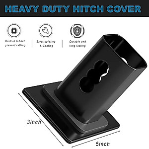 TOEASYTY Heavy American Flag Metal Trailer Hitch Cover for 2" inch Receivers,Tow Hitch Covers 2 Inch for Truck Accessories (with 5/8-Inch Pin Diameter Trailer Hitch Lock, Blue Line)