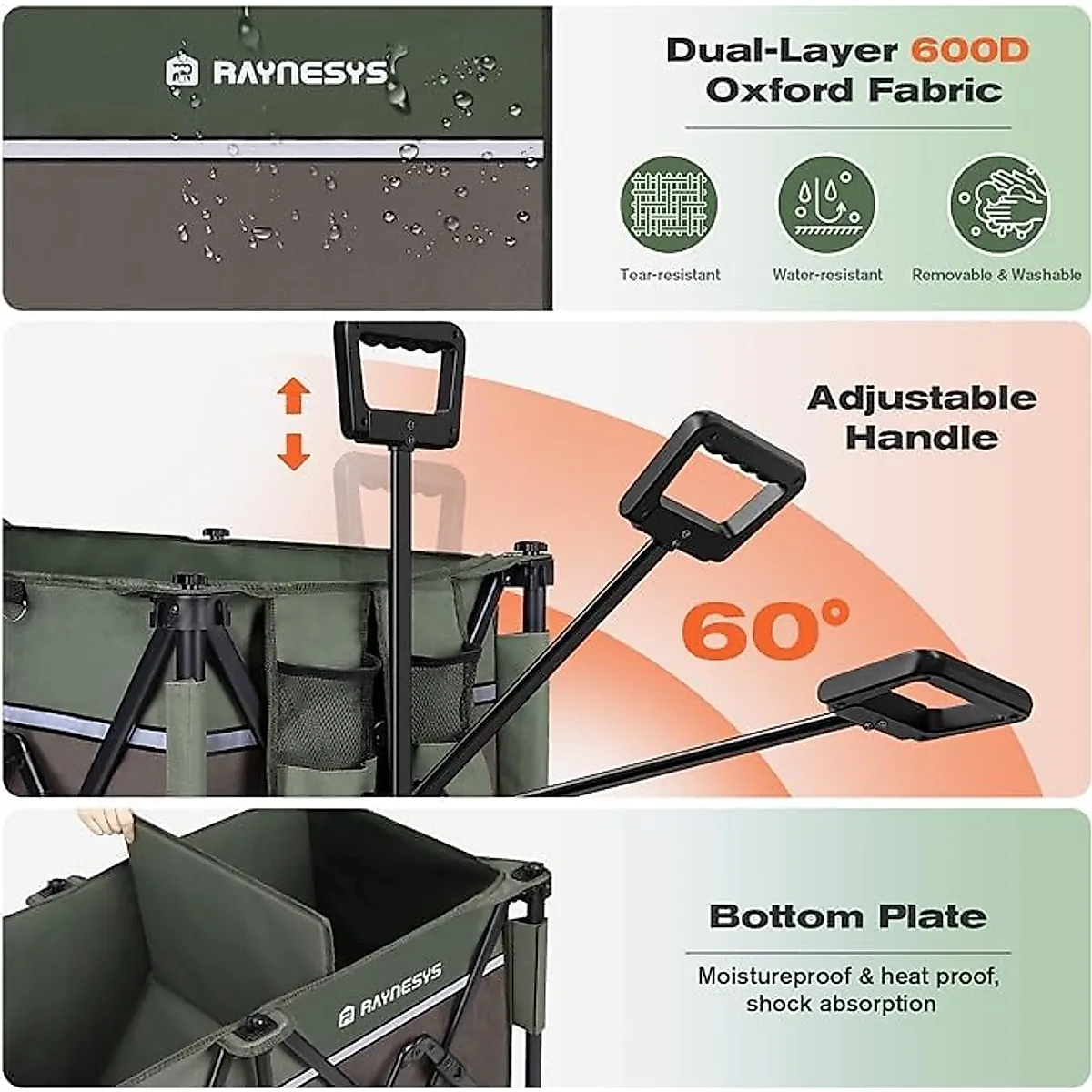 Raynesys Wagon Cargo with Big Wheels, Heavy Duty 440 lbs Folding Beach Carts with Big All-Terrain Wheels