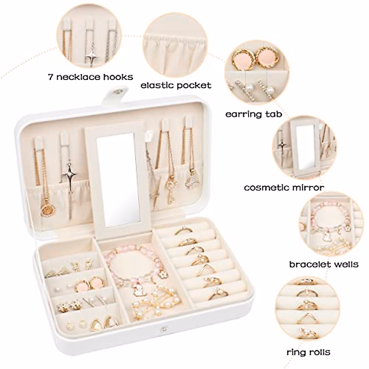 GUKA Plush Velvet Travel Jewelry Box Organizer for Women Girls Jewelry Holder for Earring Ring Necklace Jewelry Travel Organizer Small Jewelry Box