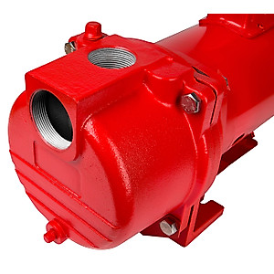 Red Lion RL-SPRK150 115/230 Volt, 1.5 HP, 71 GPM Cast Iron Sprinkler/Irrigation Pump with Thermoplastic Impeller, Red, 97101501