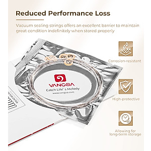 Vangoa Banjo Strings, Vacuum-sealed Packaging Duable Banjo Strings 5 String Set, 70/30 Bronze Stainless Steel, Medium 9-26