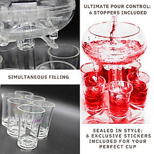 Etihub Shot Glass Dispenser And Holder - Party Drink Set For Liquor With 6 Glasses, Cool Glass Shots Game Accessories, Cute Of Fountains Fun 6x Pourer Bar Stuff, Unique 21 Birthday Parties Machine