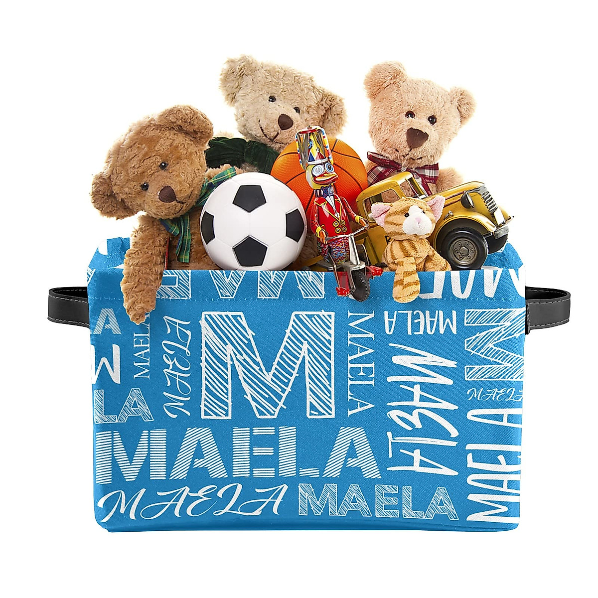 ZAACUSTOM Foldable Personalized Toy Box for Boys Girls with Name Waterproof Kids Custom Storage Bin Baskets Cube Boxes Organizer with Handles for Organizing Shelf Closet, 1 Pack