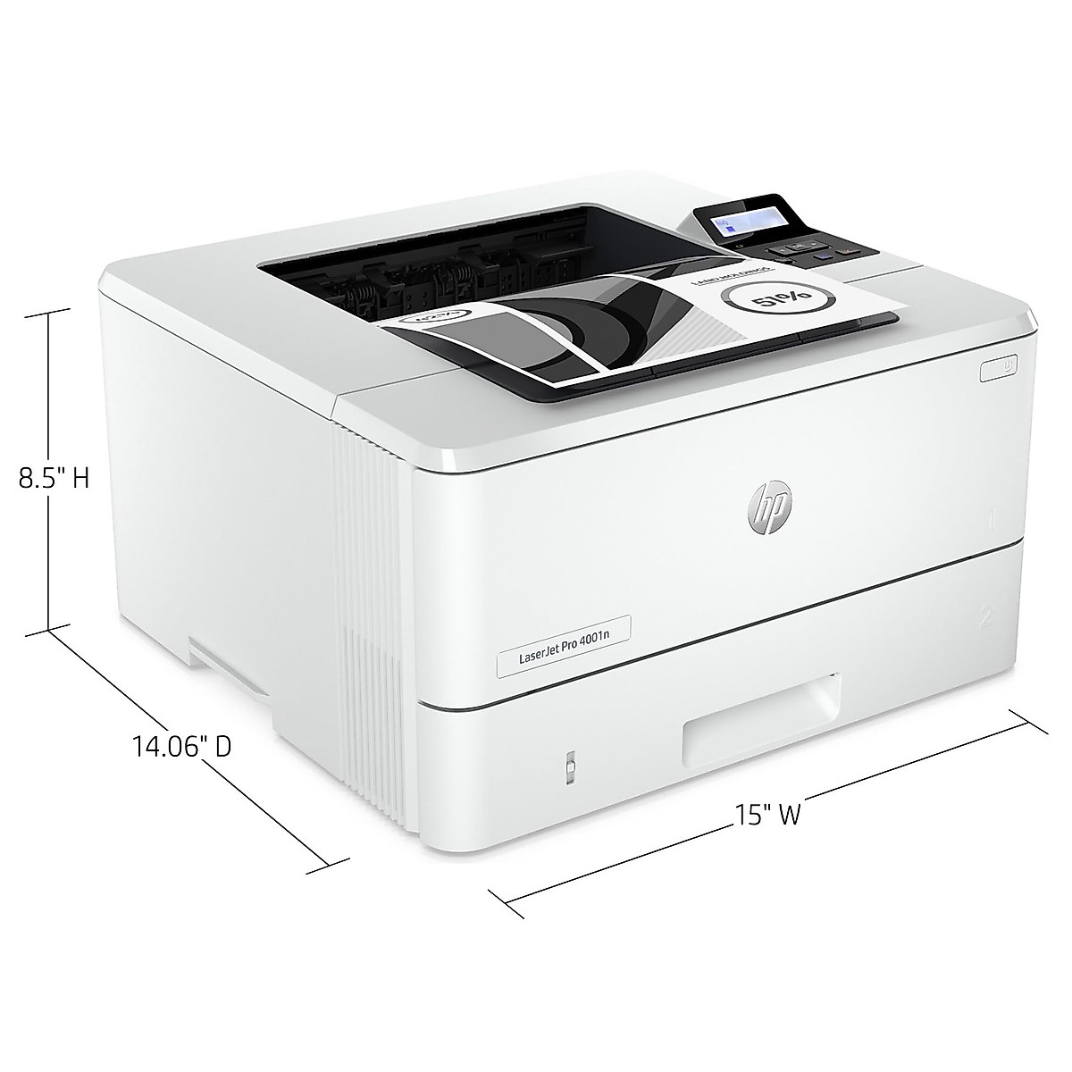 HP Laserjet Enterprise M611x Wireless Ethernet Monochrome Laser Printer, Print only, White - Auto Duplex Printing, 65 ppm 1200x1200 dpi, WiFi, EPEAT Gold, 4.3" Touchscreen, 512MB, Cbmou Printer Cable