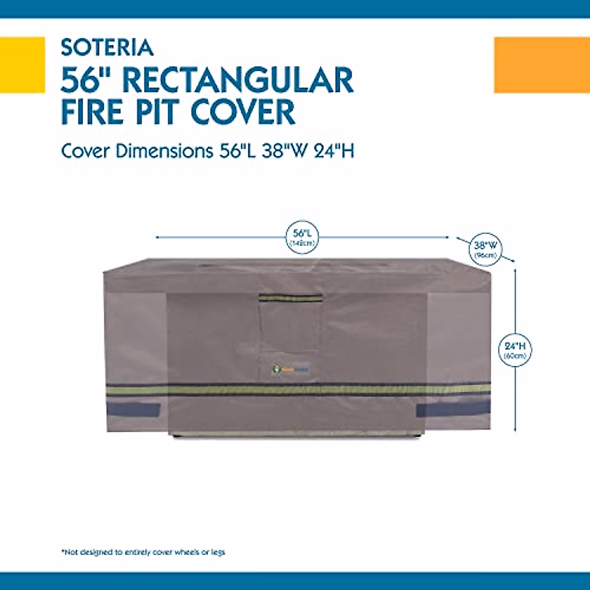 Duck Covers Soteria Waterproof 56 Inch Rectangular Fire Pit Cover