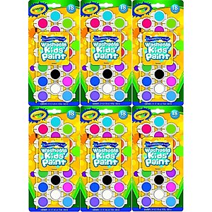 Crayola Washable Kid's Paint Assorted Colors 18 Each (Pack of 6)