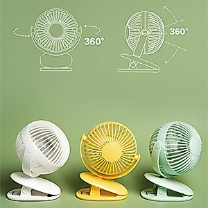 Yirepny Rechargeable Clip on Fan, USB Fan Mute Natural Wind Summer Desk Clip on Mini Portable Fan, Small Fan with Sturdy Clamp for Home,Office,Outdoor White