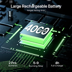 Housmile Neck Fans Portable Rechargeable, Neck Fan 4000 mAh Battery Operated Portable Neck Fan, No Hair Twisting, Leafless, USB Powered Wearable, 3 Speeds for Outdoor Indoor-White