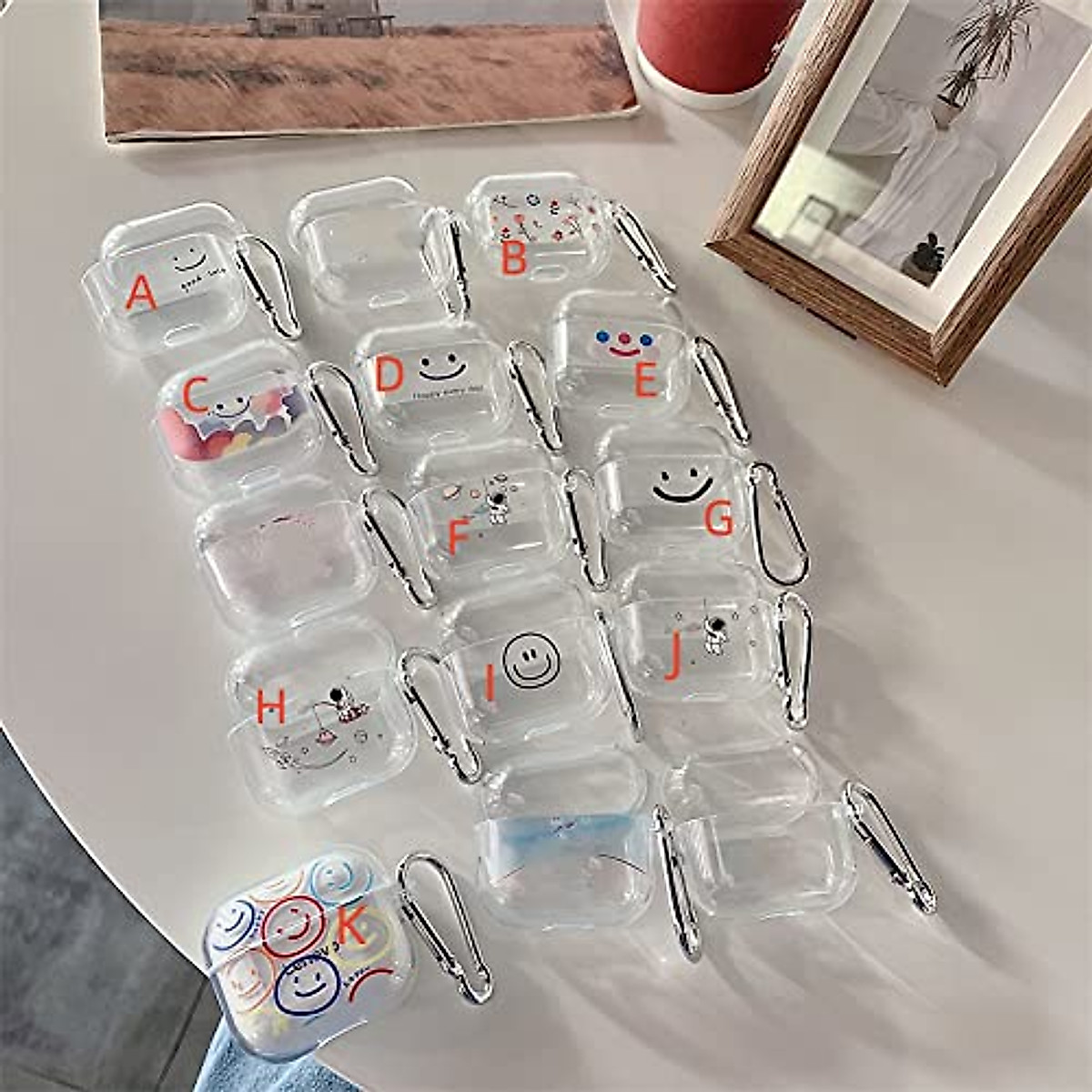 Cute Cartoon Style Soft TPU Protective Crystal Clear Transparent Case Cover Compatible with Lenovo thinkplus LP40S/LP40 Pro Earbuds, Protective Skin Sleeve with Key Chain (C)