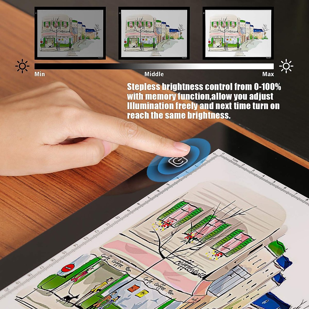 A2 Light Box, Large Size Tracing Light Pad, Ultra-Thin LED Light Board Stepless Brightness and Flicker-Free Design, Perfect for Drawing, 2D Animation, Calligraphy, Embossing, Sketching Tattoo