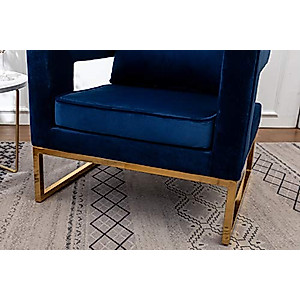 Roundhill Furniture Lenola Upholstered Accent Arm Chair, Blue 29.75D x 27.5W x 34.5H Inch