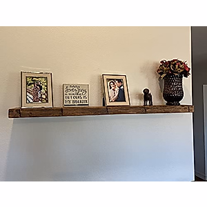 Joel's Antiques | 60 Inch Floating Shelves for Wall | Made of Natural Wood and Easy Install | Heavy Duty Rustic Book Shelves | Perfect for Bathroom, Kitchen, Living Room | Medium Brown 60x9x2 Inches
