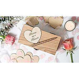 Jecor Alternative Guest Book Box - Wedding Guest Book Alternative - 62 Large Wooden Hearts - Also for Baby Shower, Bridal Shower, Anniversary, Birthday, Retirement, Funeral Guest Book Alternatives