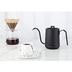 Easyworkz Gooseneck Pour Over Coffee Kettle 20 oz Stainless Steel Hand Drip Coffee Pot With Long Narrow Spout, Matte Black