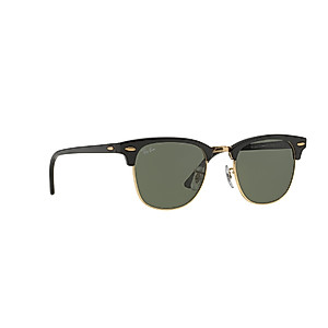 Ray-Ban RB3016 Clubmaster Sunglasses (51 mm, Solid Black G15 Lens Non-Polarized Lens)