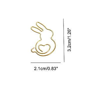IUAQDP 50 Pieces Rabbit Shape Paper Clip, Cute Metal Bunny Shape Bookmark Clamp, Decorative Animal Shape Page Marker for Document Invitation Card Planner Organization School Office Party, Rose Gold