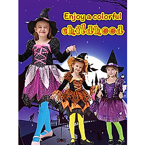 Zando Girls Dance Tights Stretchy Comfort Leggings Colorful Pants Elastic Ballet Footed Tight for Girl Purple 3-6 Years