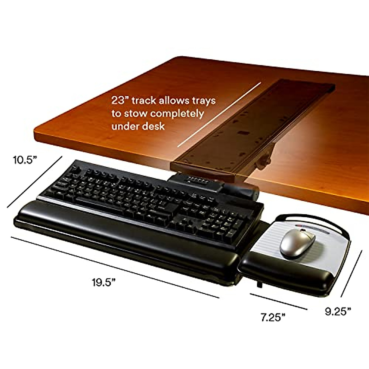 3M Easy Adjust Keyboard Tray, Adjustable Platform, 23-Inch Track, Black (Akt150le)