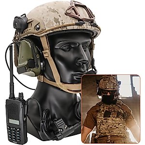 HEARFALCOM Tactical Comta III Headset Helmet ARC Rail Adapter Bracket Version with U94 PTT Adapter Compatible with Baofeng UV-5R, UV-82 Walkie Talkie for Airsoft Sports（FG）