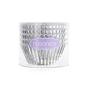 ROSENICE Cupcake Liners Aluminum Foil Cups Cake Muffin Molds for Baking (Silver) - 100 Pieces