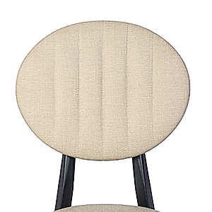 LUCKYERMORE Leather Dining Room Chair Set of 2 Heavy Duty Kitchen Chair Upholstered Vinyl Dining Chair with Round Back Modern Industrial Metal Frame 500LBS Weight Capacity,Black+Beige