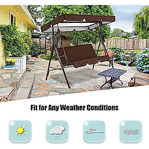XYQSBY Garden Replacement Canopy for Swing Seat Chair of 3 Seaters Waterproof Windproof Anti-Uv Patio Hammock Cover Top Roof Sun Shade Cover for Outdoor Yard,Beige,249x185x18cm/98x73x7''
