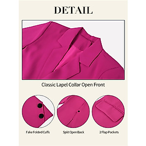 V FOR CITY Blazers for Women Business Casual Long Sleeve Open Front Lapel Button Work Office Blazer Jacket with Pockets