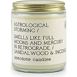 Anecdote Candles – Astrological Storming Glass Jar Candle – Sandalwood and Incense – Coconut Soy Wax – Non Toxic Scented Candle – Made in USA – 7.8 oz