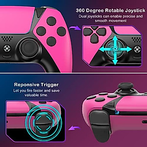 Wireless Controller Compatible with PS4 Controller,Wiv77 Ymir Pink Pa4 Controller Remote Works for Playstation 4 Controller,Gamepad/Mando/Turbo/Programming Button for PS4 Slim/Pro/Steam/PC/IOS/Android