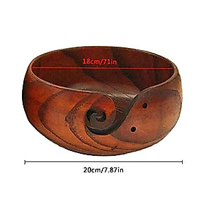 LNKA Wooden Yarn Bowl for Knitting Crocheting in Velvet Bag – Handcrafted 7x3 inch Skein Holder to Keep Yarn Clean Wiht 12 Wooden Crochet Hooks (Size L:8.7"X3")