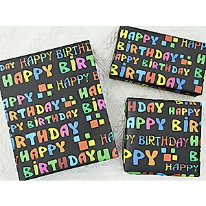 Happy Birthday Wrapping Paper For Kids Girls Boys Women Men, Gradient Color Gift Wrap Papers, Wrapping Paper Birthday 4 Sheets Folded Flat 20x28 inches per sheet