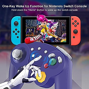 ADHJIE Gamecube Controller for Switch Nintendo,Wireless Gamecube Switch Controller for Nintendo Switch/PC/Steam,6-Axis Gyro Motion,One-Button Wake Up & Auto Turbo, Purple