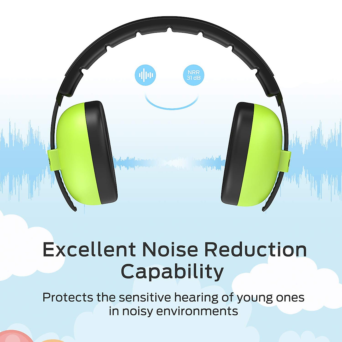 Dr.meter Ear Muffs for Noise Reduction 31NRR Noise Cancelling Headphones for Infants, Toddlers and Babies - Adjustable Hearing Protection Earmuffs for Airplanes Fireworks Concerts (Aged 0-3 Years)