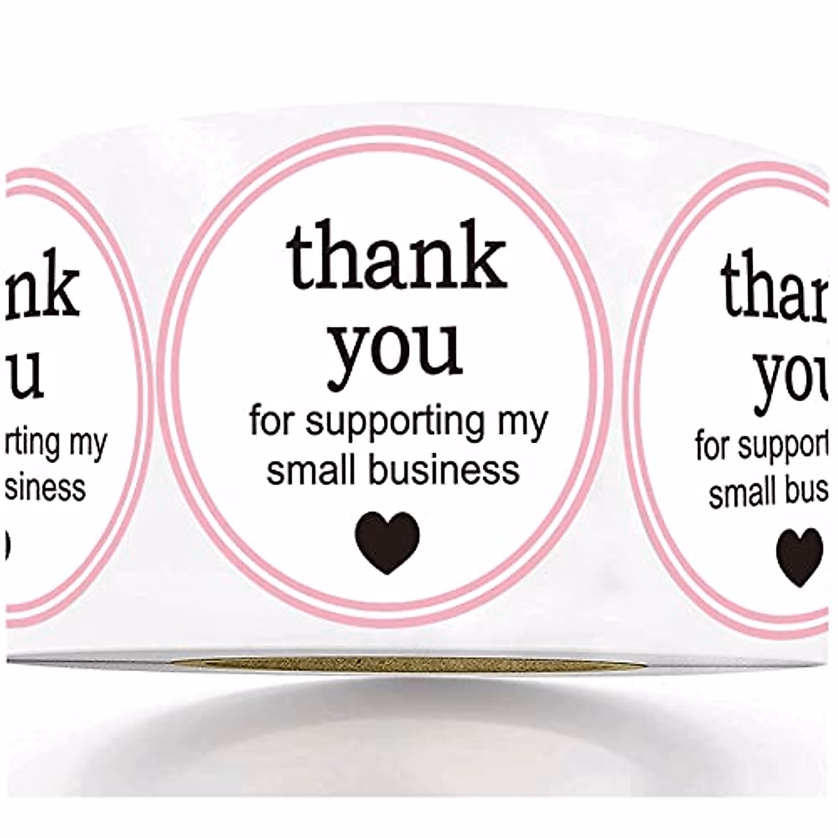 1.5 Inch Pink Merry Christmas Thank You for Supporting My Small Business Stickers with Hearts - Heart Thank You Present Gift Labelsfor Envelope Sealing,Business Packaging and Gift Wrap 500Pcs